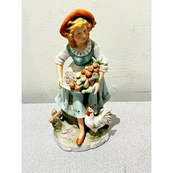 Homco | Accents | Vintage Homco Porcelain Bisque Farm Girl Wrooster ...